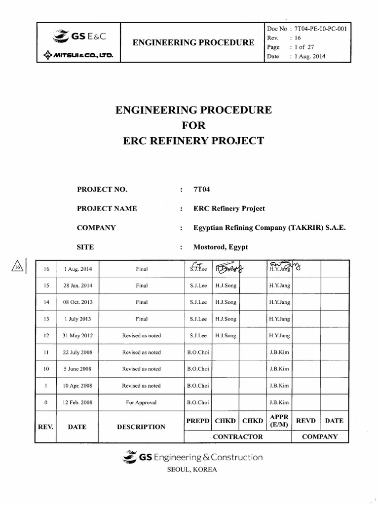 7T04-PE-00-PC-001 - Engineering Procedure - Rev16 - 20140801 | PDF | Specification (Technical ...