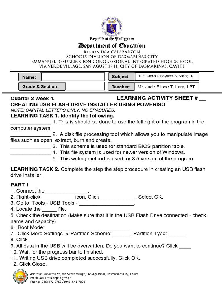 Learning Activity Sheet Q2 Week 4 G10 CSS A4 Size Paper | Download Free ...