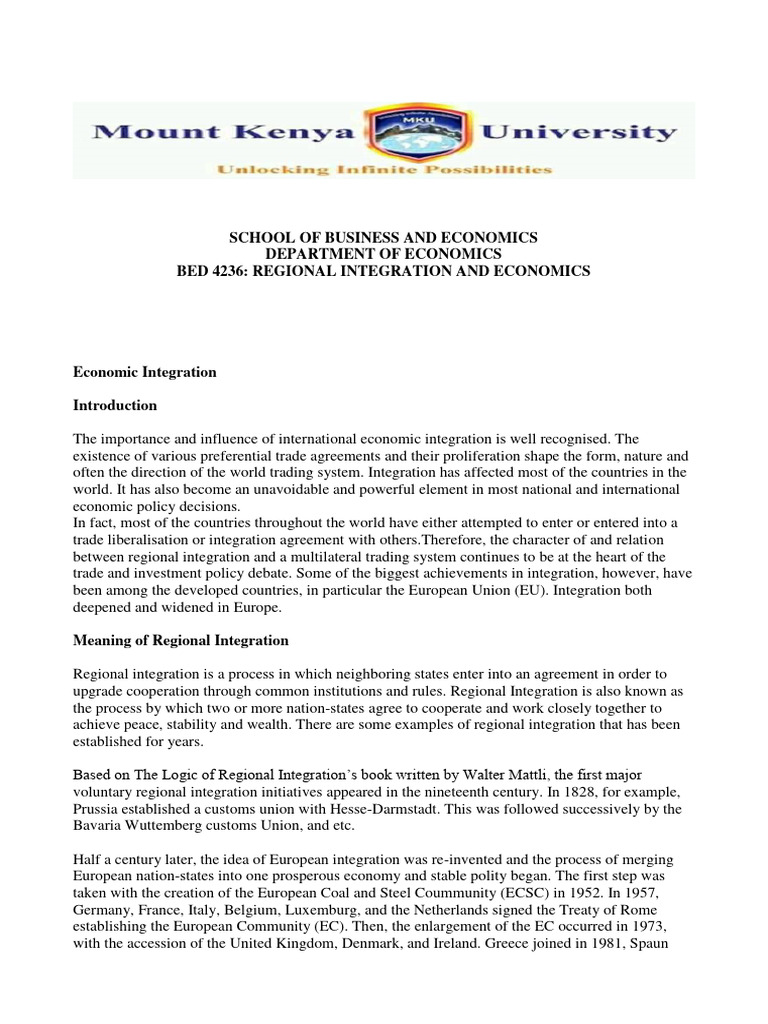 Understanding Regional Economic Integration | PDF | Regional ...