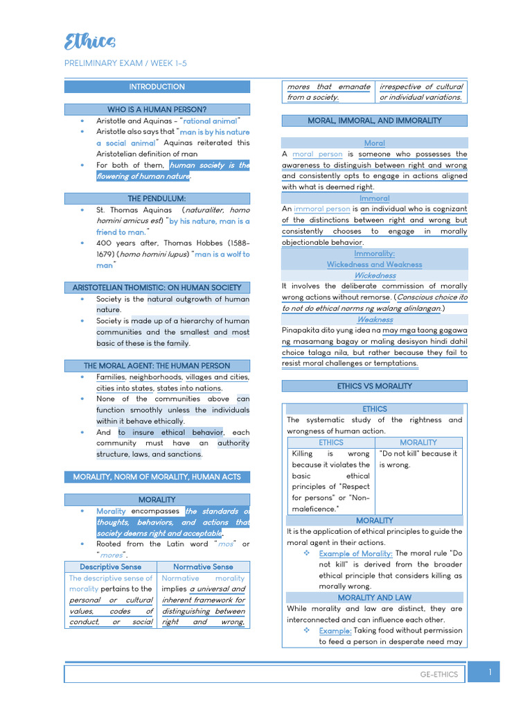 Ethics Prelim | PDF | Morality | Intention