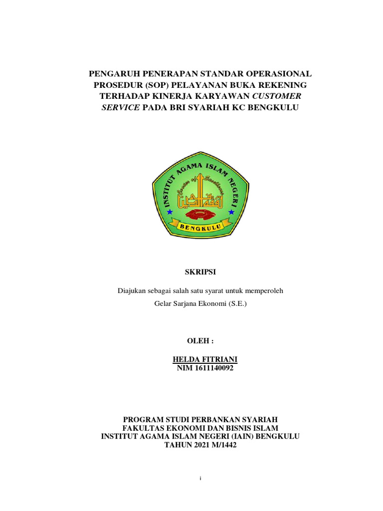 Pengaruh Penerapan Standar Operasional Prosedur (Sop) Pelayanan Buka ...