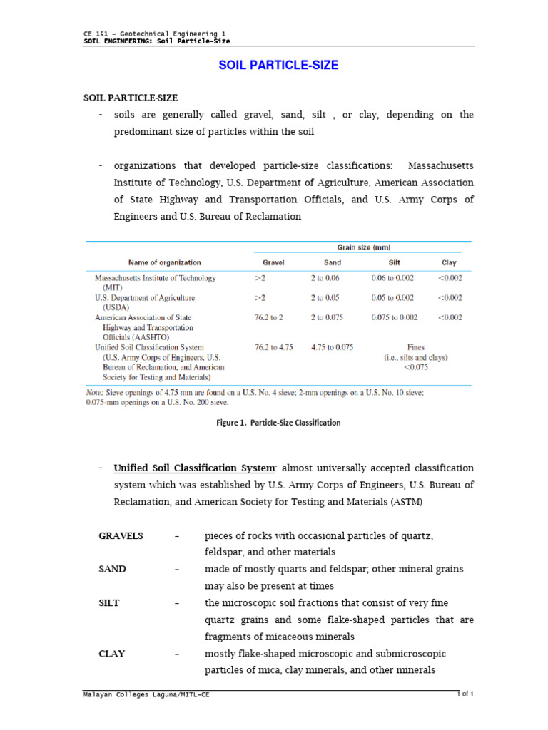 CE151 LEC1C Soil Particle Size | PDF | Science & Mathematics