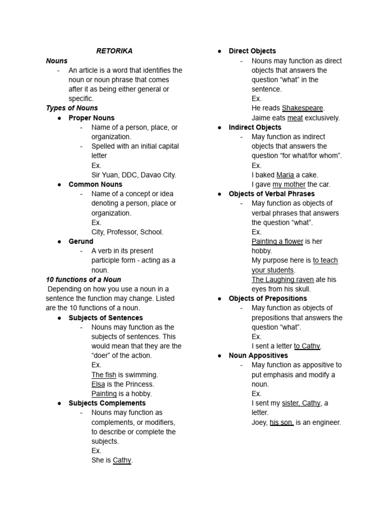 English Reviewer Nouns&Pronouns | PDF | Pronoun | Noun