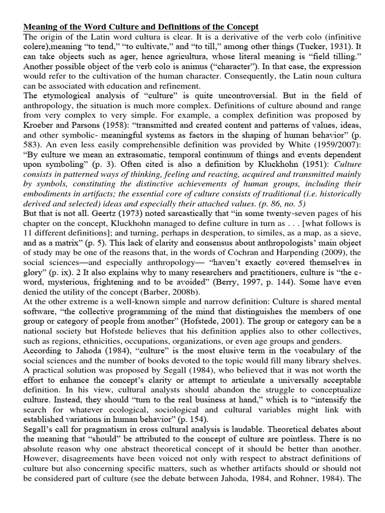 Meaning and Characteristics of Culture | PDF | Behavior | Learning
