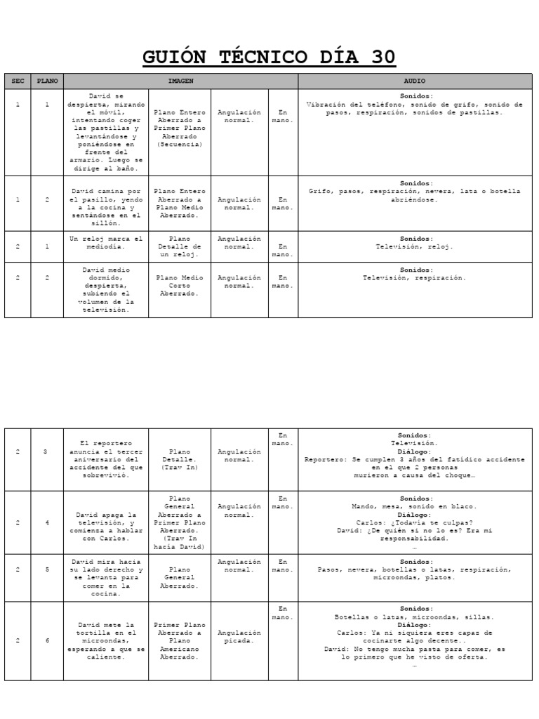 Guión Técnico Plantilla | PDF