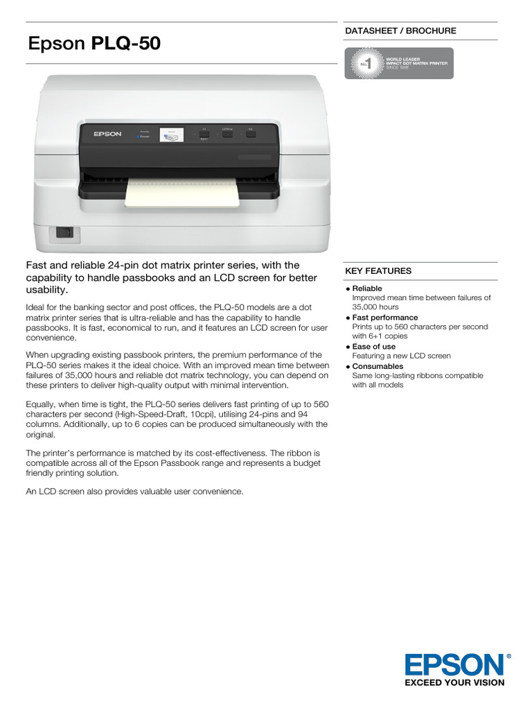 Epson PLQ 50 Passbook Printer | PDF | Printer (Computing) | Computer Science