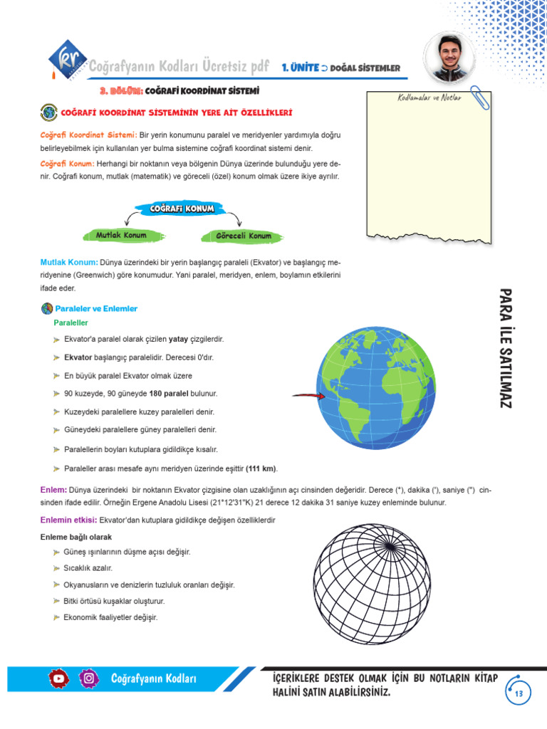 9 Sinif Cografi Koordinat Sistemi Konu Anlatimi PDF 2023202219274 | PDF