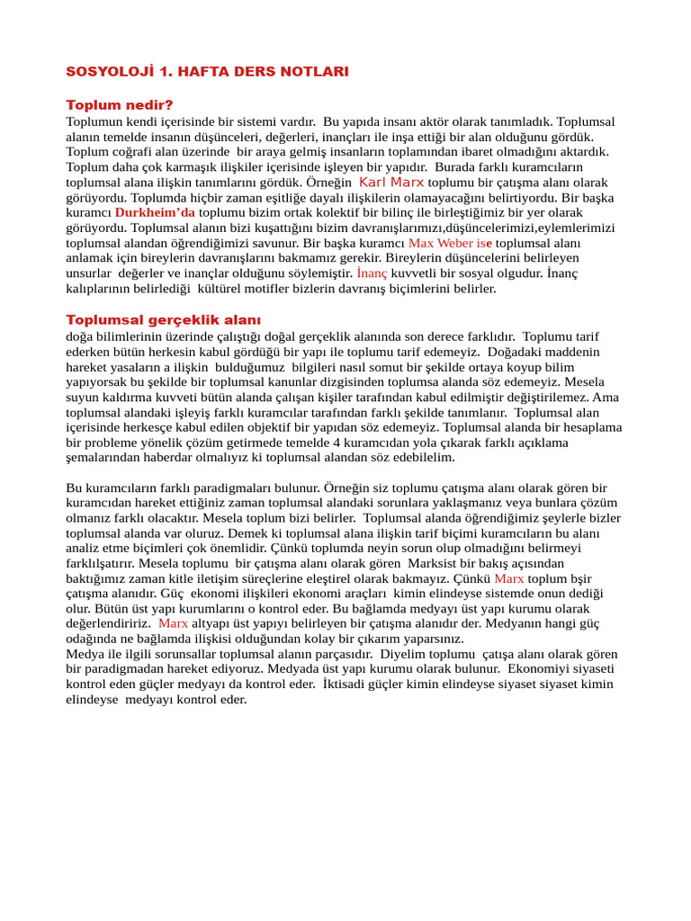 Sosyoloji Dersi Notlari | PDF