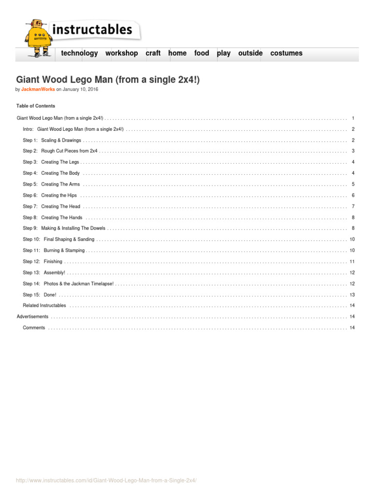 Giant Wood Lego Man From A Single 2x4 | PDF | Lumber