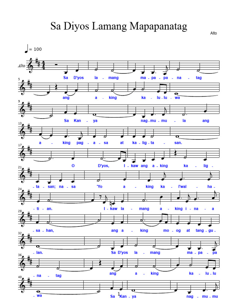 Sa DIyos Lamang Mapapanatag - Alto | PDF