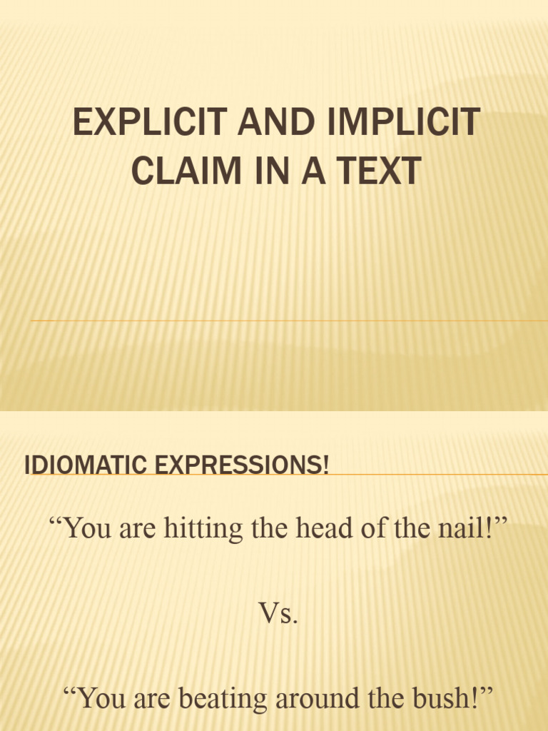 D 1. Explicit and Implicit Claim in A Text | PDF | Question | Argument