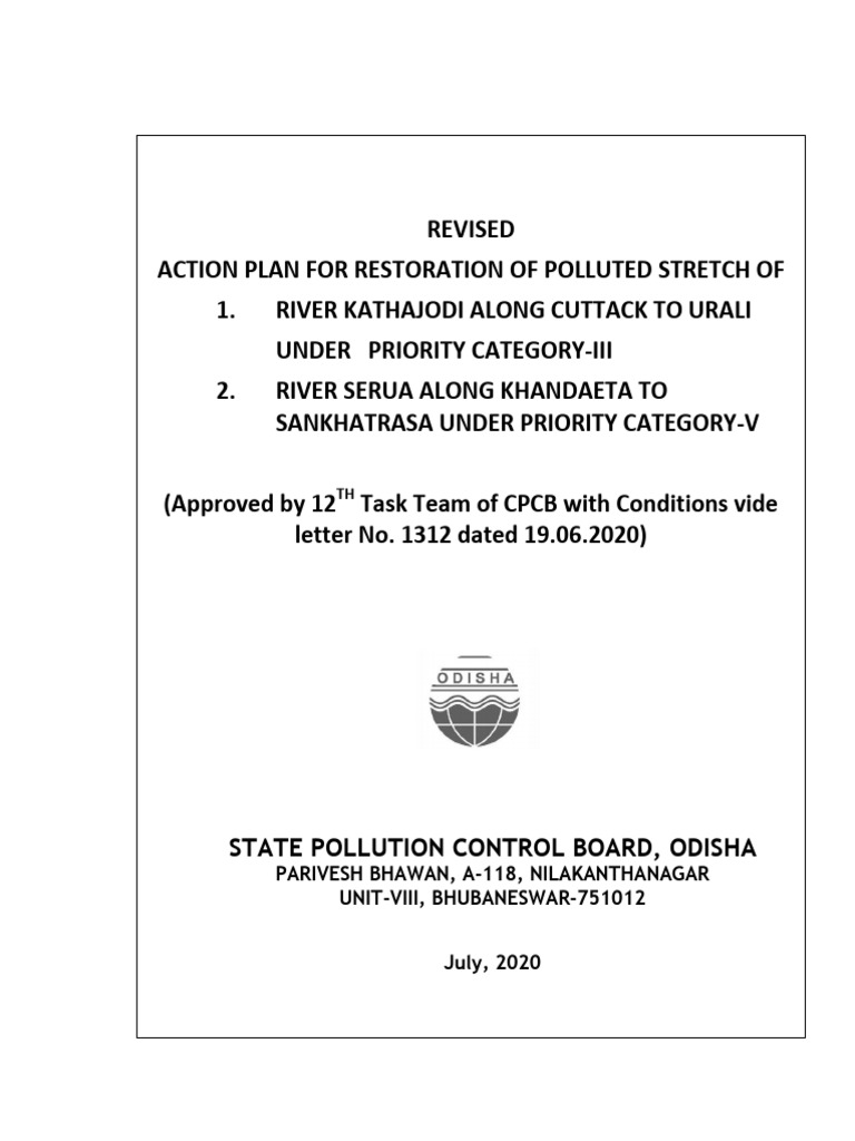 Action Plan For Kathajodi River JULY 20 | PDF | Water Pollution ...
