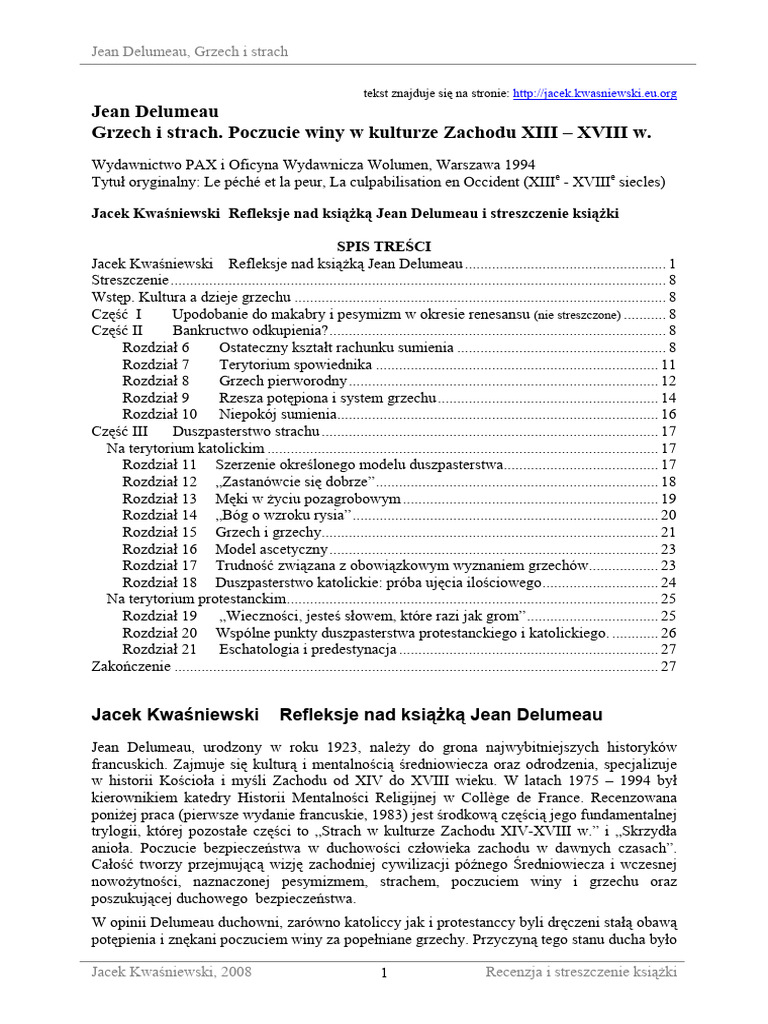 Delumeau Grzech I Strach | PDF