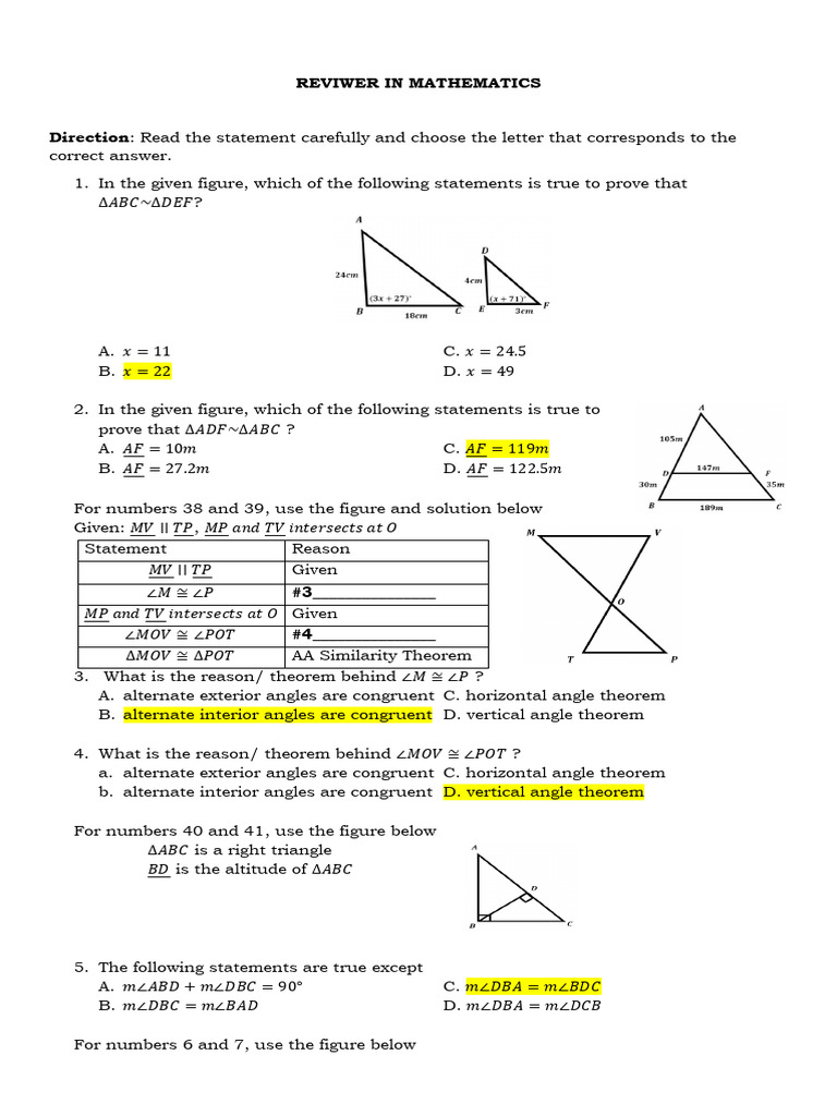 MATH-9-Q3-Reviewer | PDF | Elementary Geometry | Euclidean Geometry