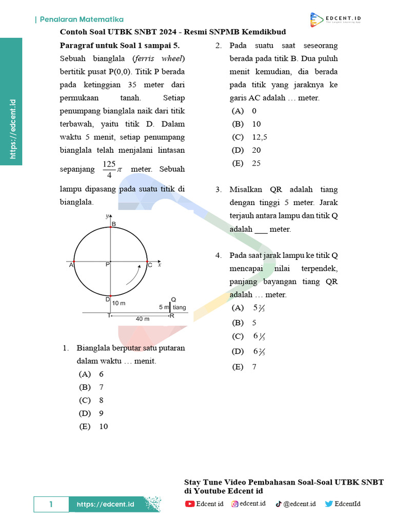 Penalaran Matematika-Contoh Soal UTBK SNBT 2024-SNPMB | PDF