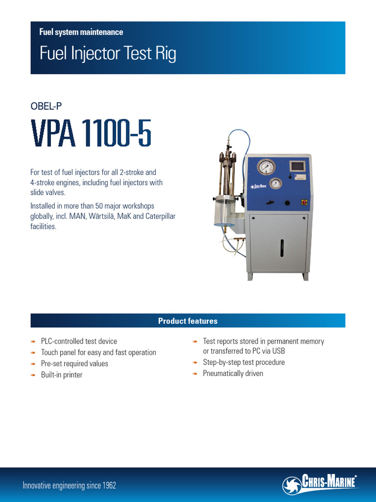 Fuel Injector Test Rig VPA 1100 5 | PDF | Valve | Fuel Injection
