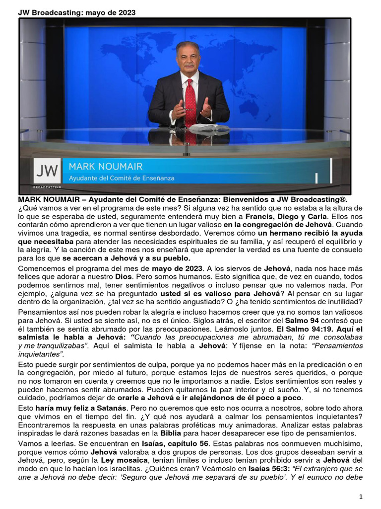 JW Broadcasting - Mayo 2023 | PDF | Religión y espiritualidad