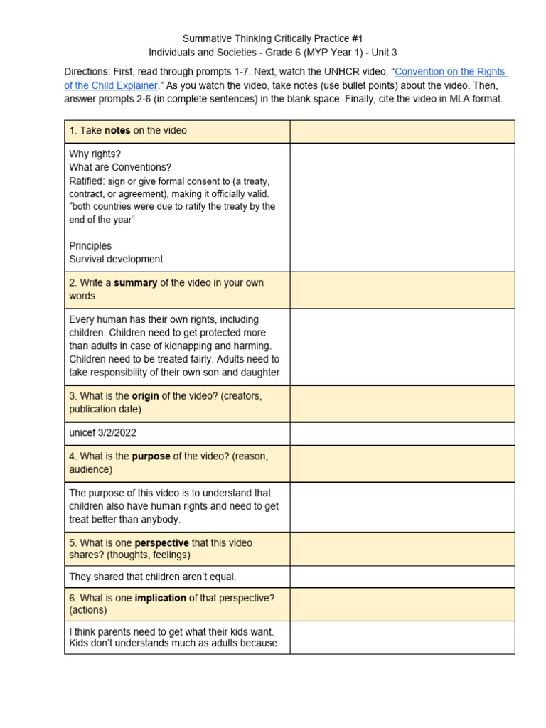 Summative Thinking Critically Practice #1 | PDF | Career & Growth ...
