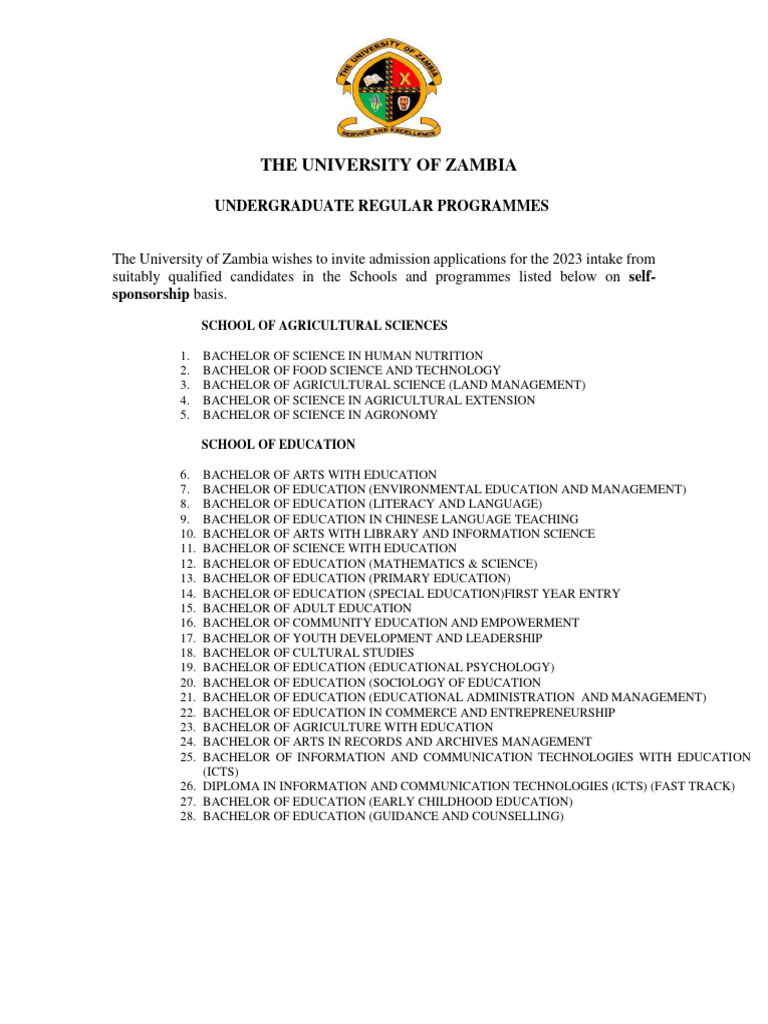 Advert For Admission 2023 Intake - Self-Sponsored | PDF | Bachelor's ...