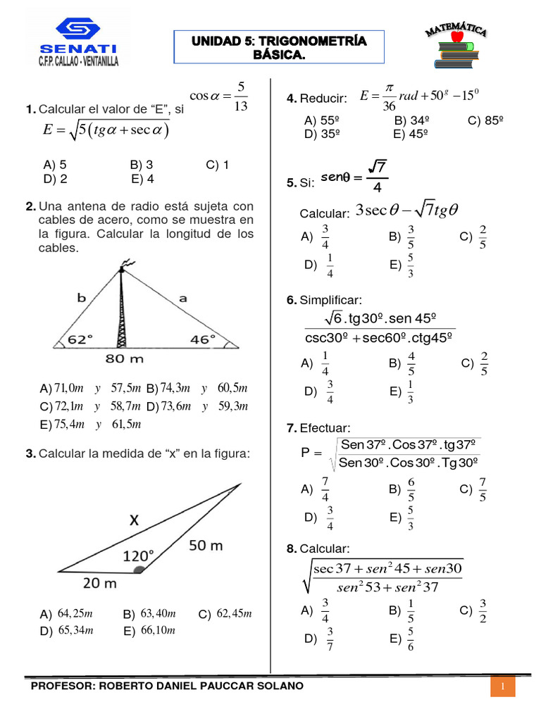 Unidad 5 Trigonomtría Básica^ | PDF | Trigonometría | Ángulo