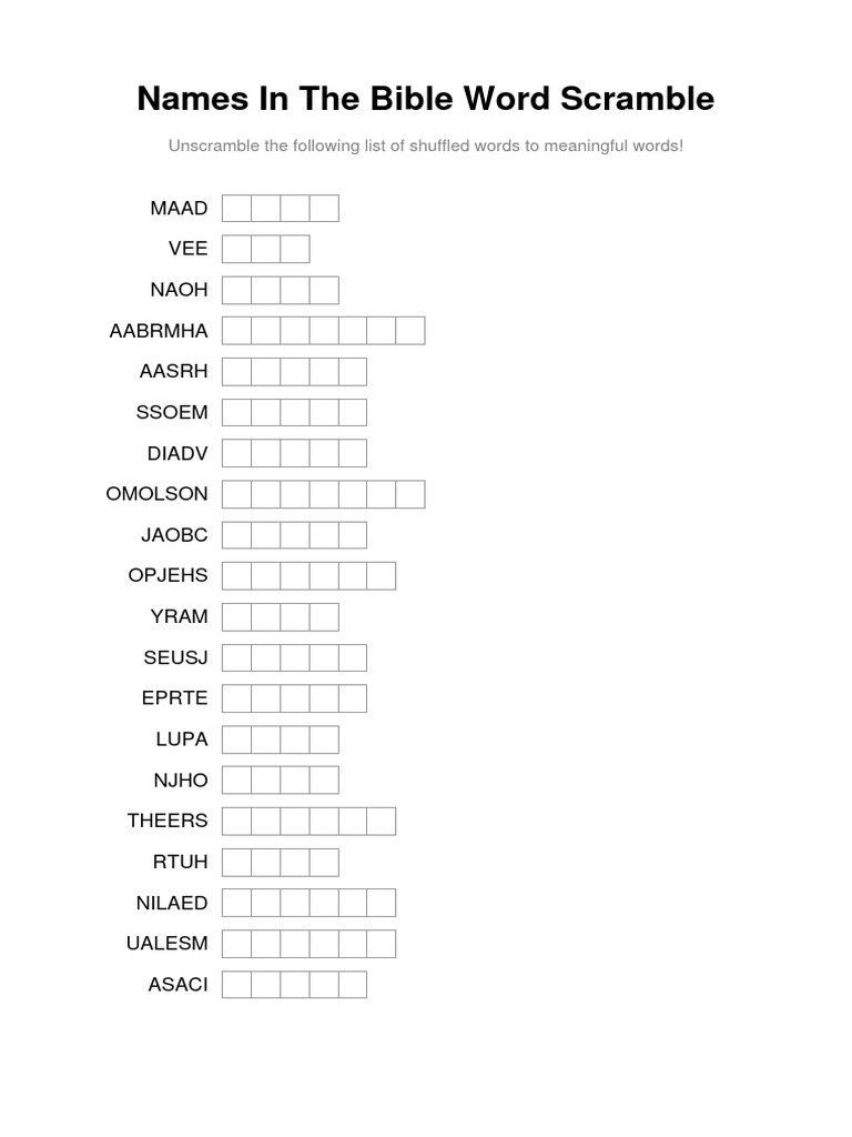 Names in The Bible Word Scramble | PDF
