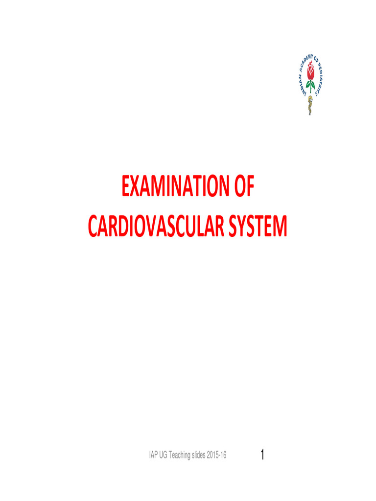 Examination of Cardio Vascular System | PDF | Pulse | Blood Pressure