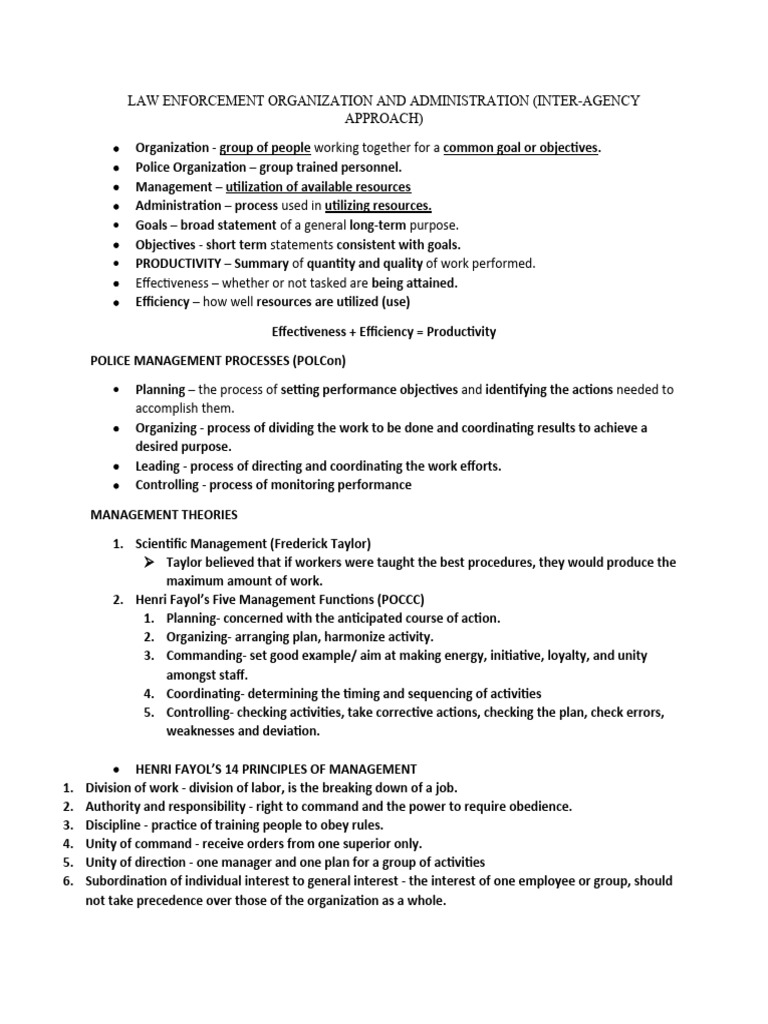 Law Enforcement Organization and Administration (Lea 1) | PDF | Police