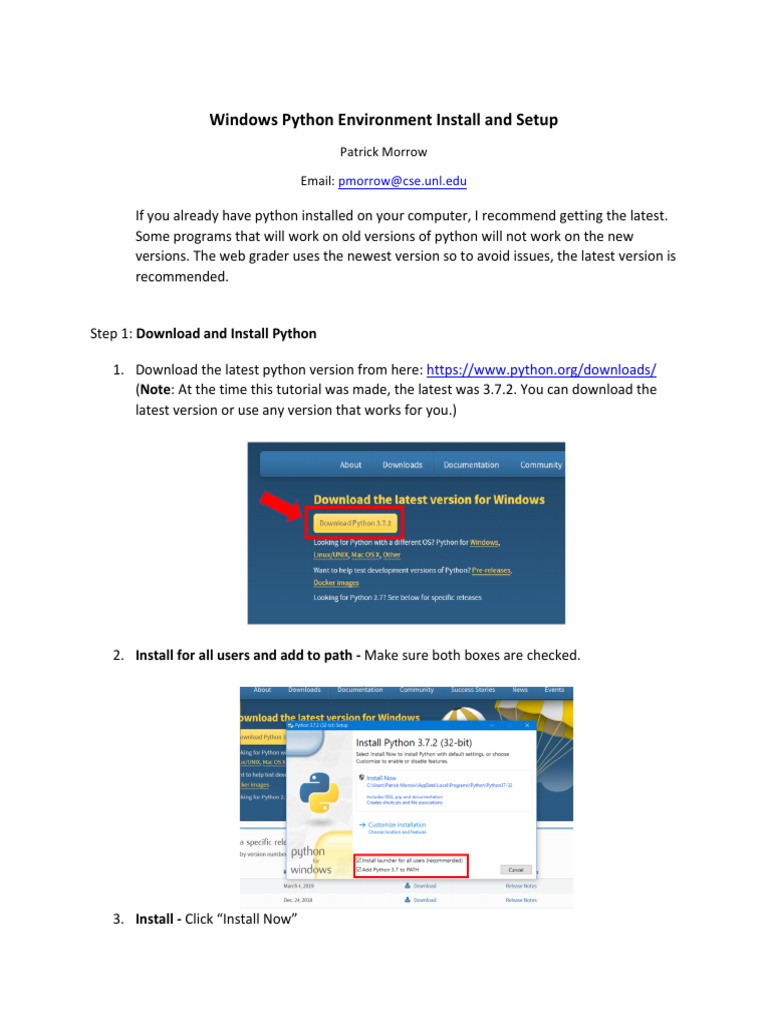 PythonInstallation WINDOWS | PDF | Installation (Computer Programs) | Directory (Computing)