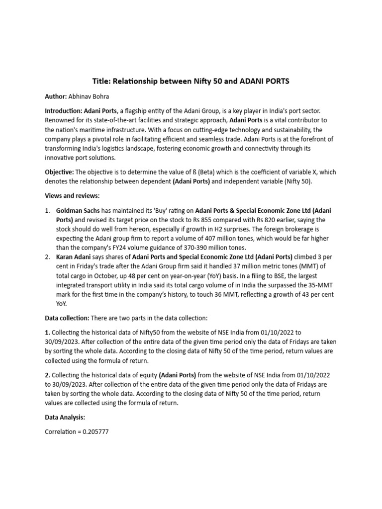 Adani Port Analysis Pdf Statistics Economies 
