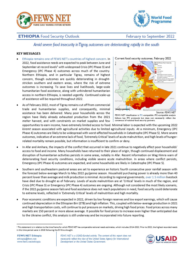 Ethiopia Food Security Outlook February 2022 Final | PDF | Cost Of ...