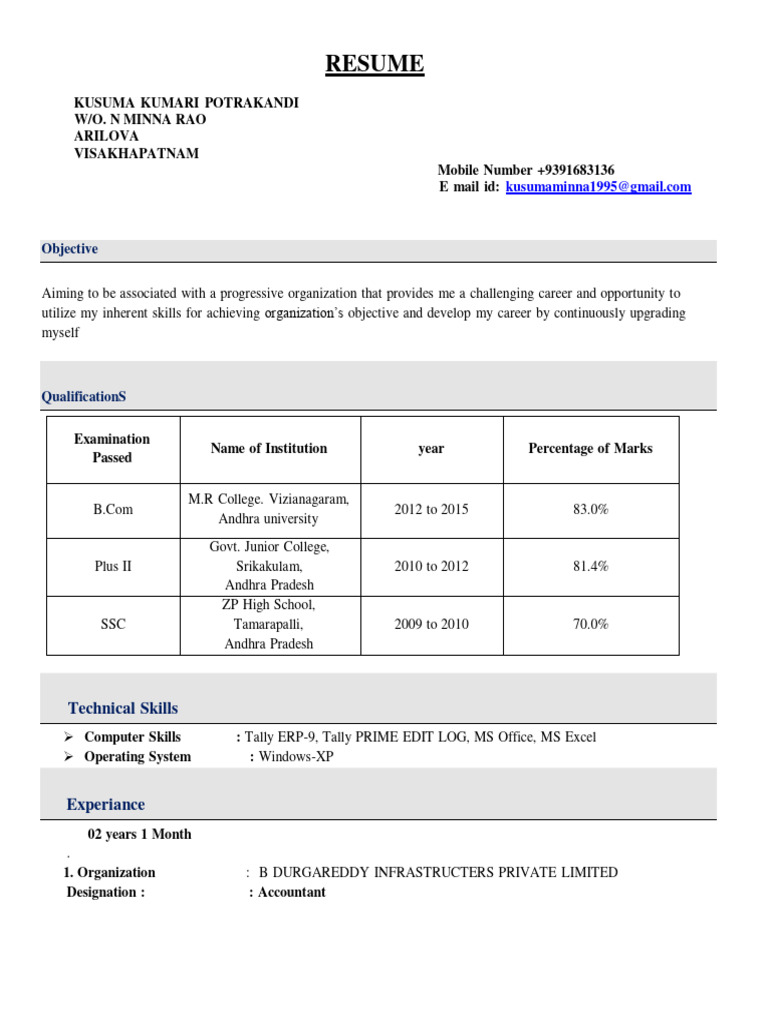 Kusuma Resume | PDF