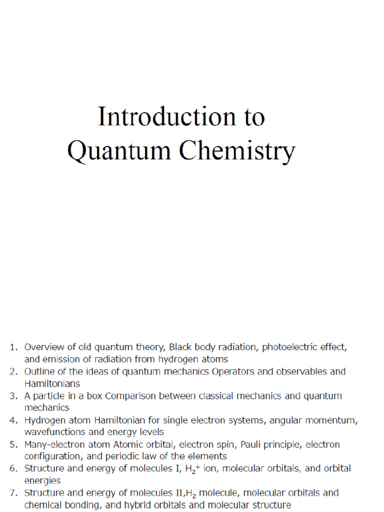 Quantium Chemistry 1 | PDF | Quantum Mechanics | Classical Mechanics