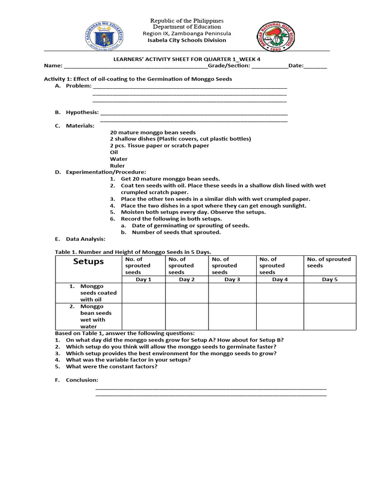 Las Q1W1 Scientific Method | PDF | Seed