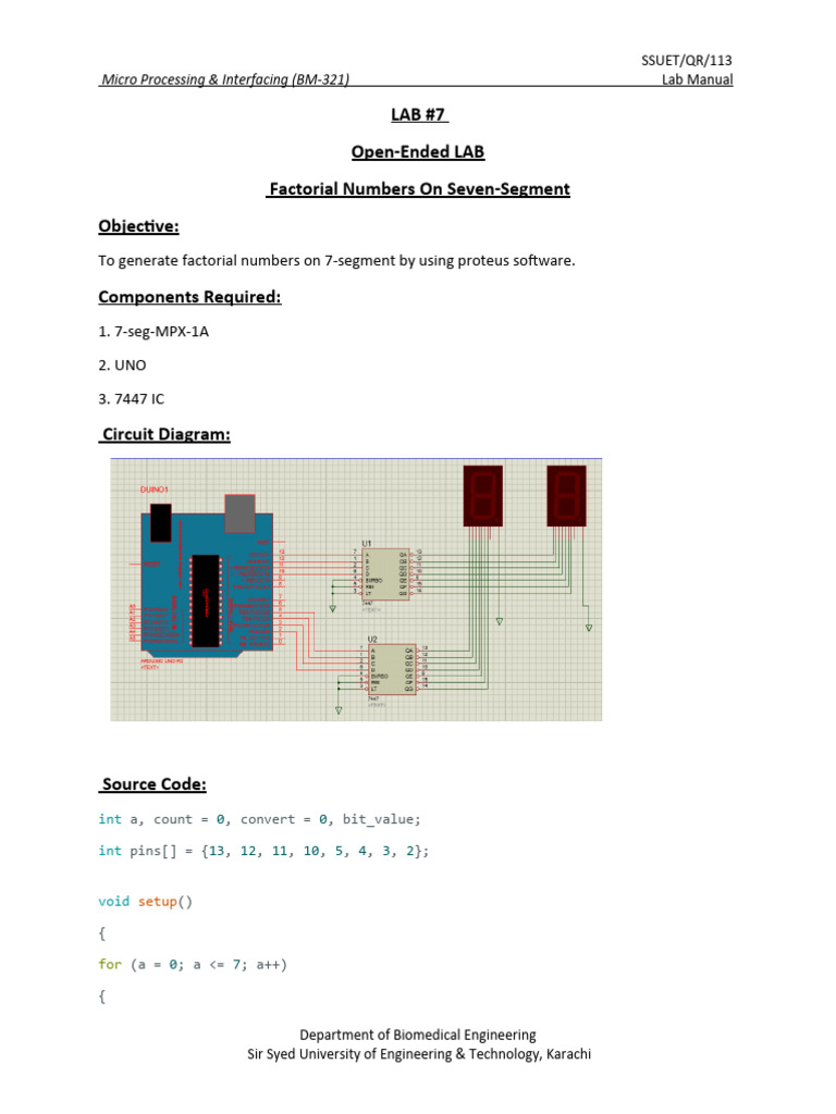 LAB #7 Open-Ended LAB Title of The Lab As Per Your Design | PDF | Teaching Methods & Materials ...