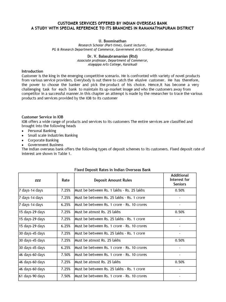 IOB Services in Ramanathapuram | PDF | Banks | Cheque
