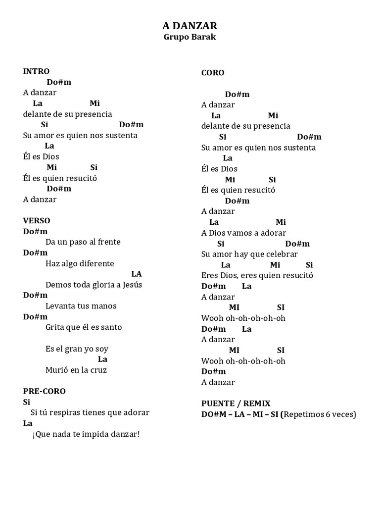 Canción "A Danzar" de Grupo Barak | PDF