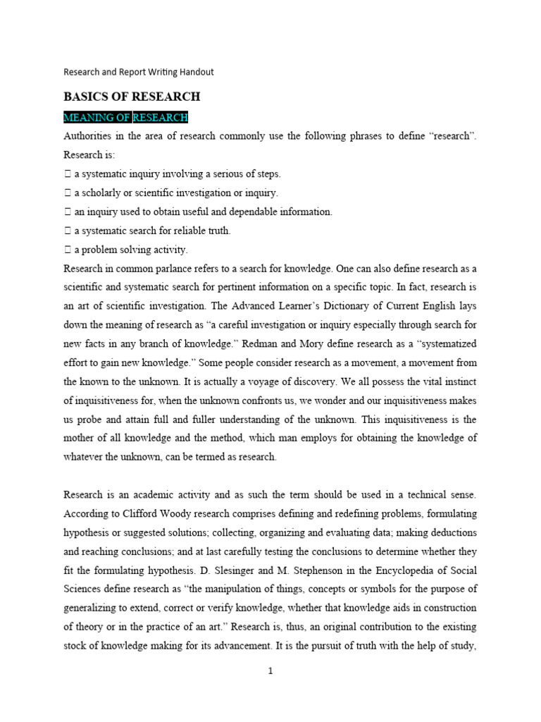 Basics of Research | PDF | Methodology | Qualitative Research