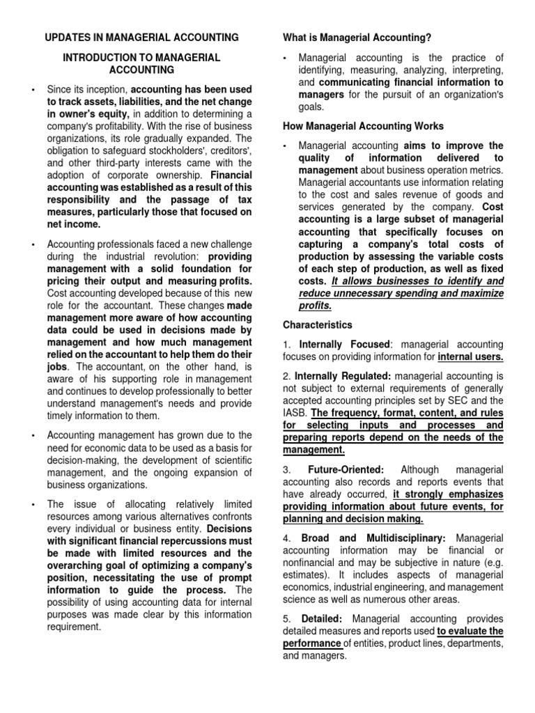 Introduction To Managerial Accounting | PDF | Accounting | Management ...