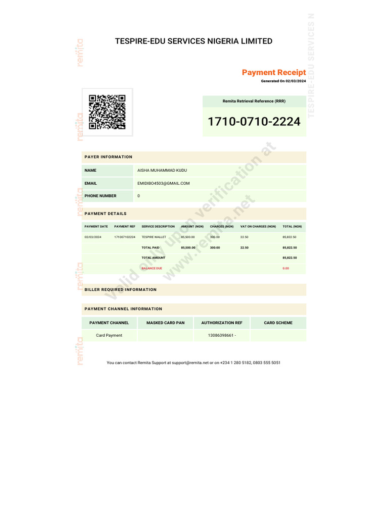 Aisha Reciept | PDF | Receipt | Money