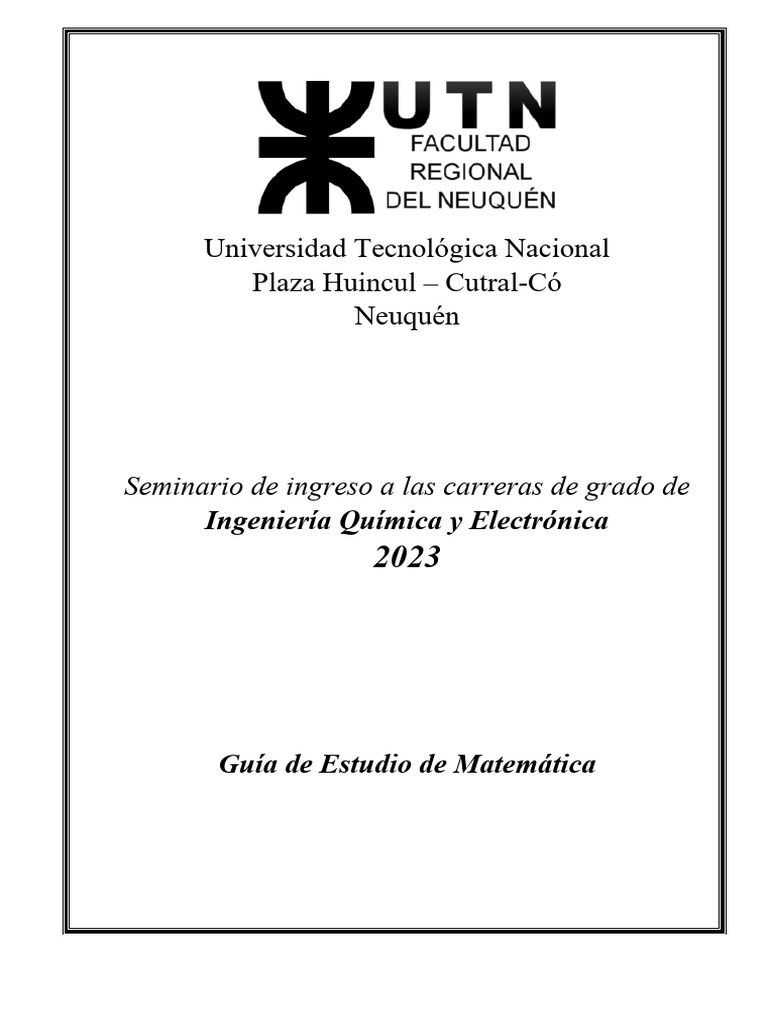 Guia de Estudio Matematica Si Ingenieria 2023 | PDF | Raíz cuadrada ...