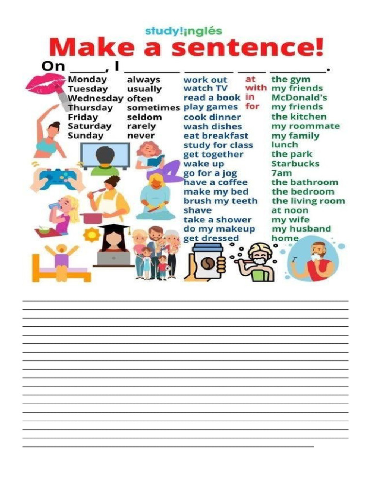 Weekly Routine Vocabulary Guide | PDF | Lunch