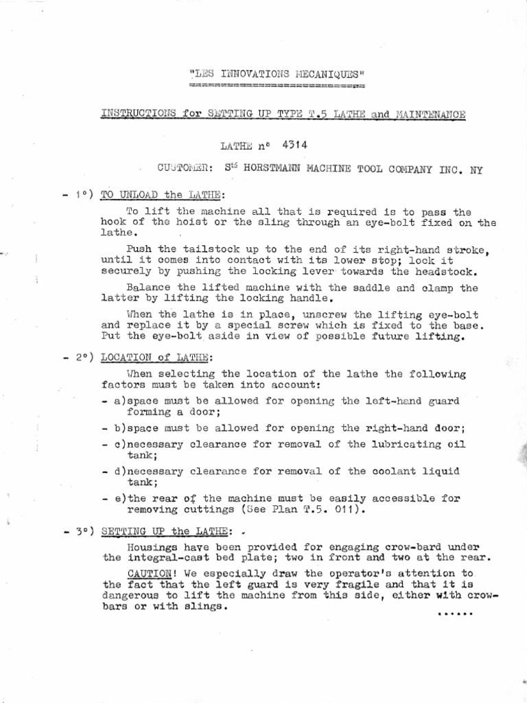 Les Innovations Mechaniques SIM T5 Instructions and Parts List | PDF