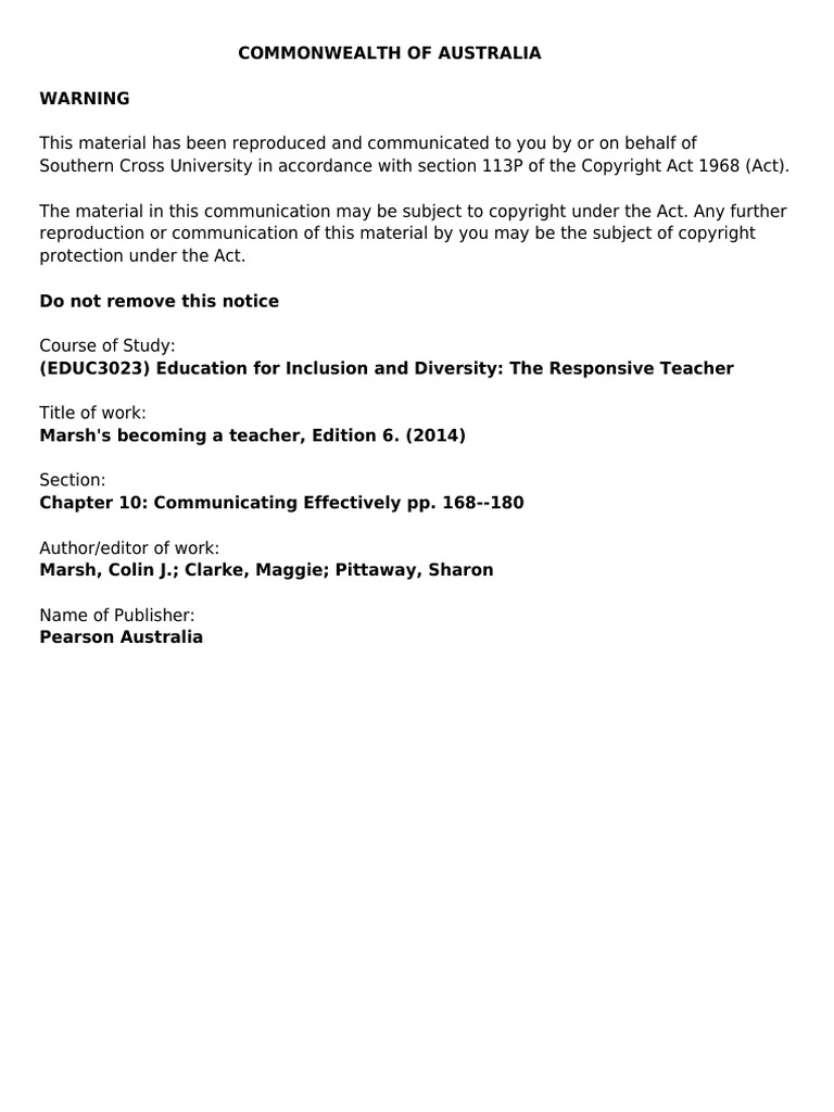 WK 4) Marsh - Colin - J-Marshs - Becoming - A - Teacher-Chapter - 10 ...