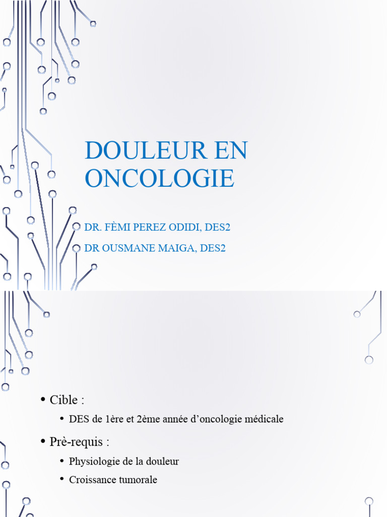 Douleur en Oncologie Corrigé 2023 | PDF | Antalgique | Douleur