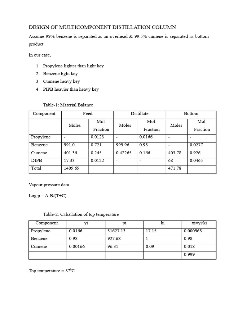 DISTILLATION COLUMN | PDF | Distillation | Physical Chemistry