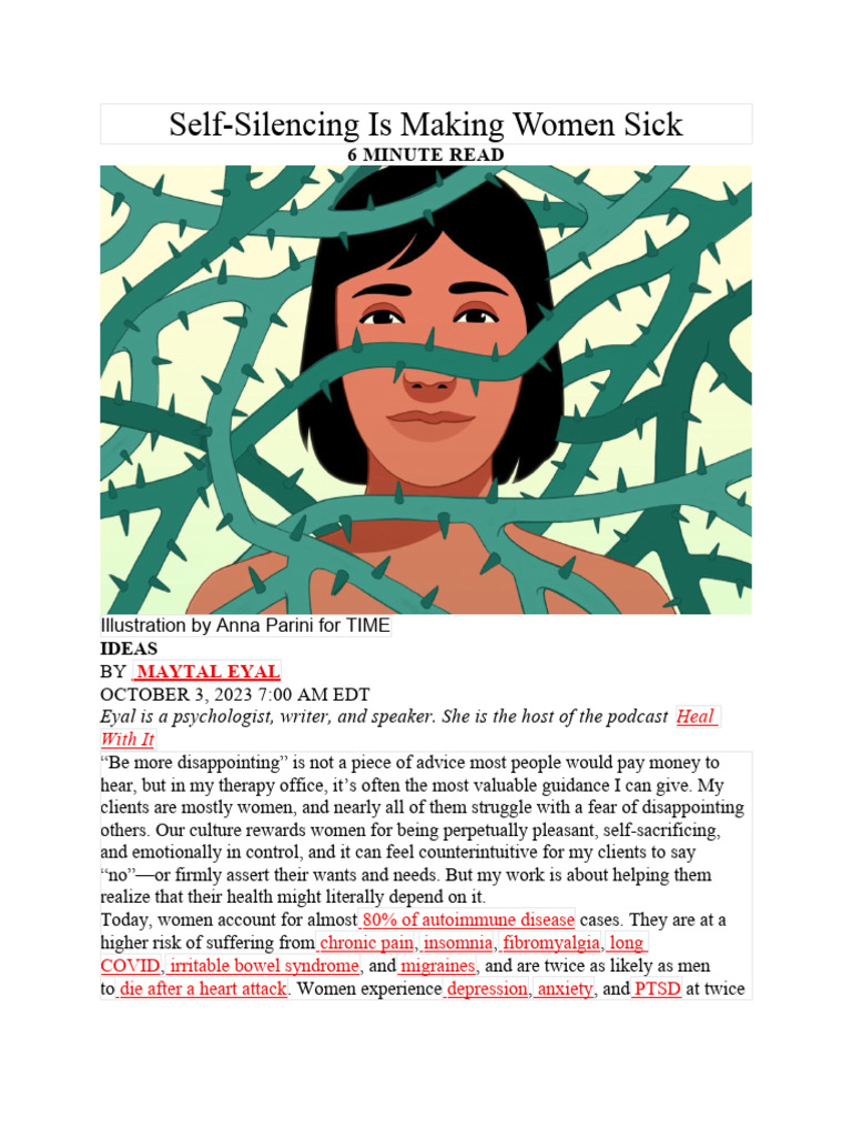 Self-Silencing Is Making Women Sick | PDF | Anger | Major Depressive ...
