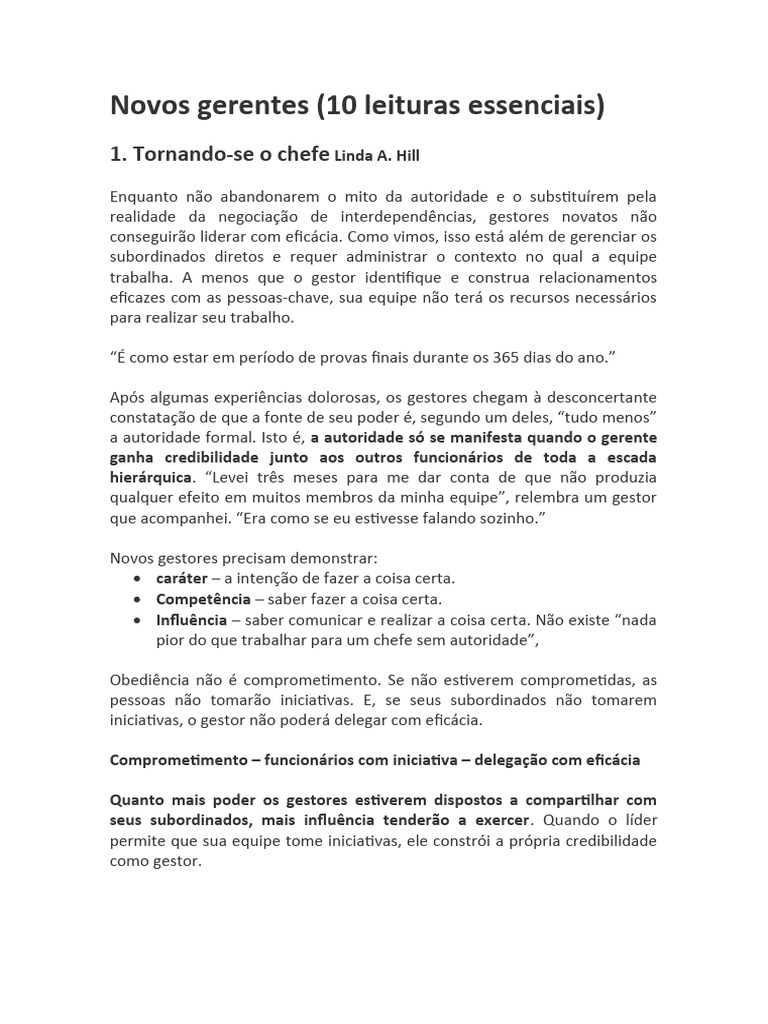Leituras Essenciais para Novos Gerentes | PDF | Liderança | Motivação