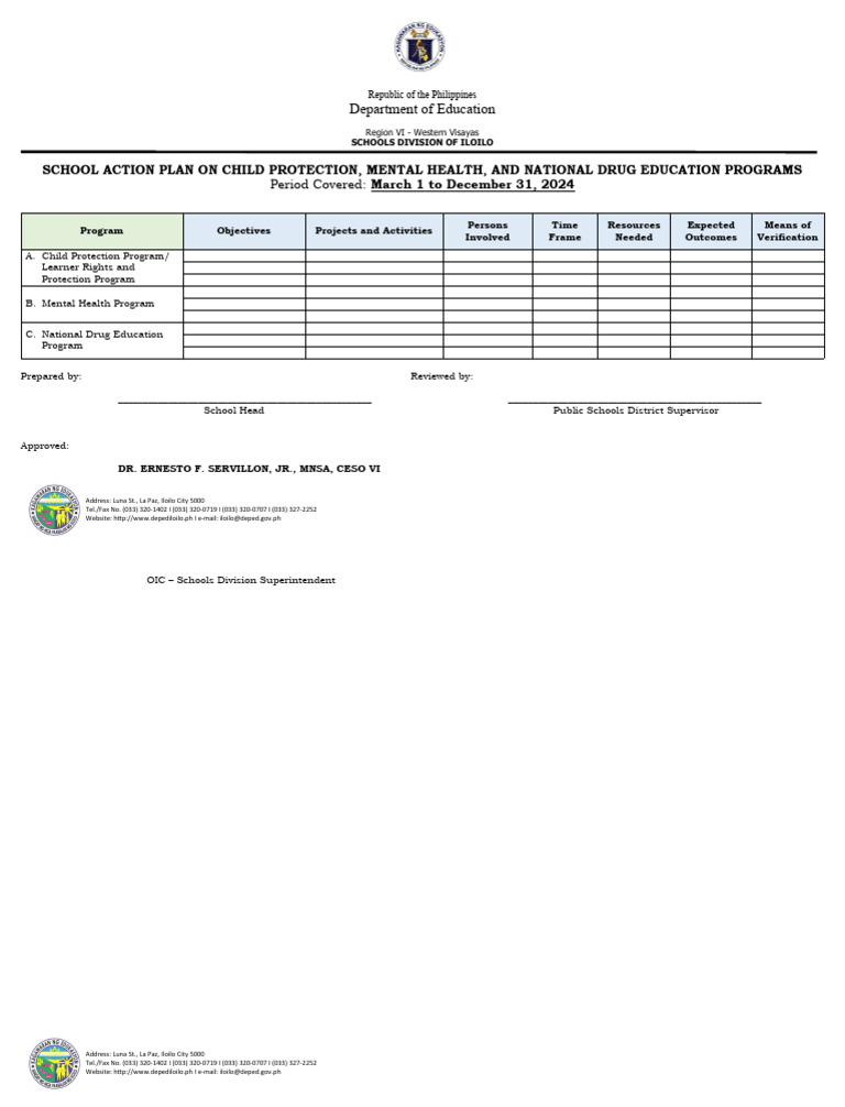 Action Plan Child Protection Mental Health NDEP | PDF