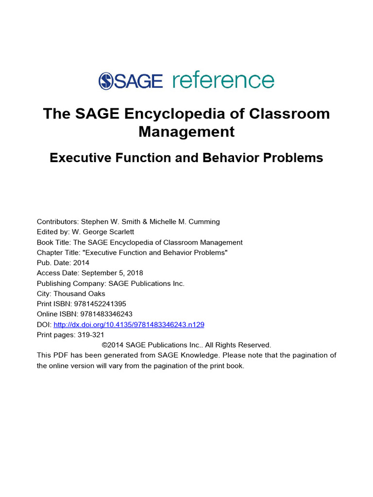 Executive Function and Behavior Problems | Download Free PDF ...