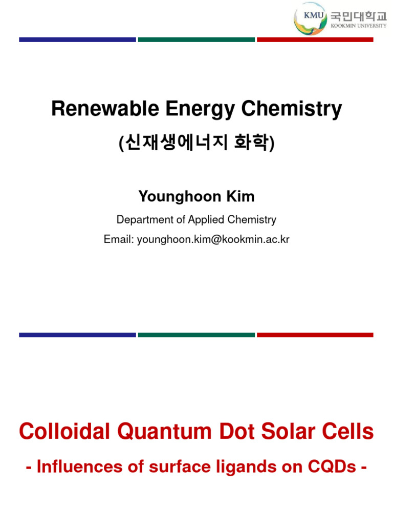 10th Week - Renewable Energy Chemistry - Younghoon Kim - 1 | PDF ...